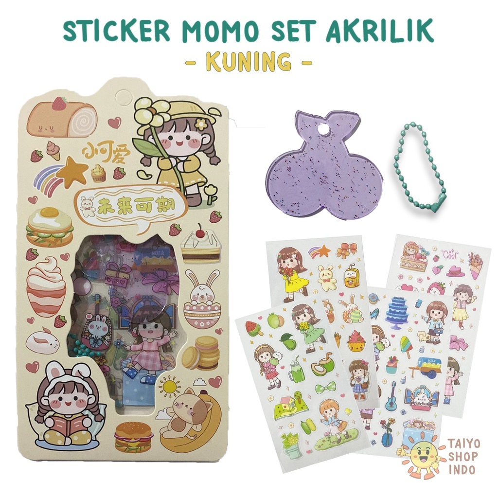 Jual TAIYO Sticker Aesthetic Momo 2D Stiker Pack Isi 20 Lembar Kartun ...