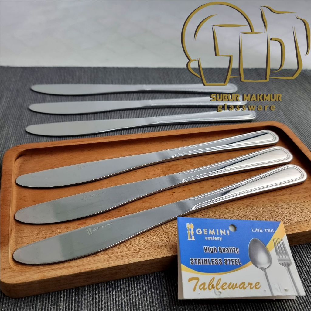 Jual [6 pcs] Pisau Makan Tebal Motif Garis Hotel Stainless Steel Dinner ...