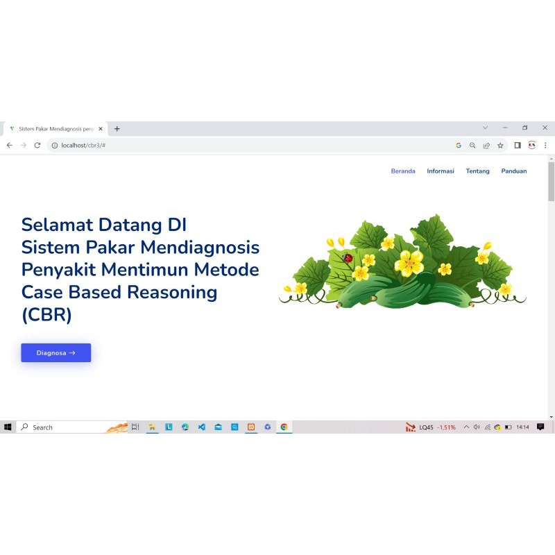Jual source code sistem pakar mendiagnosis tanaman mentimun menggunakan metode case based ...