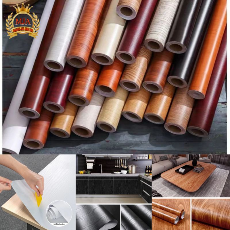 Jual Stiker tahan air PVC motif kayu tebal, stiker tembok lemari pintu ...