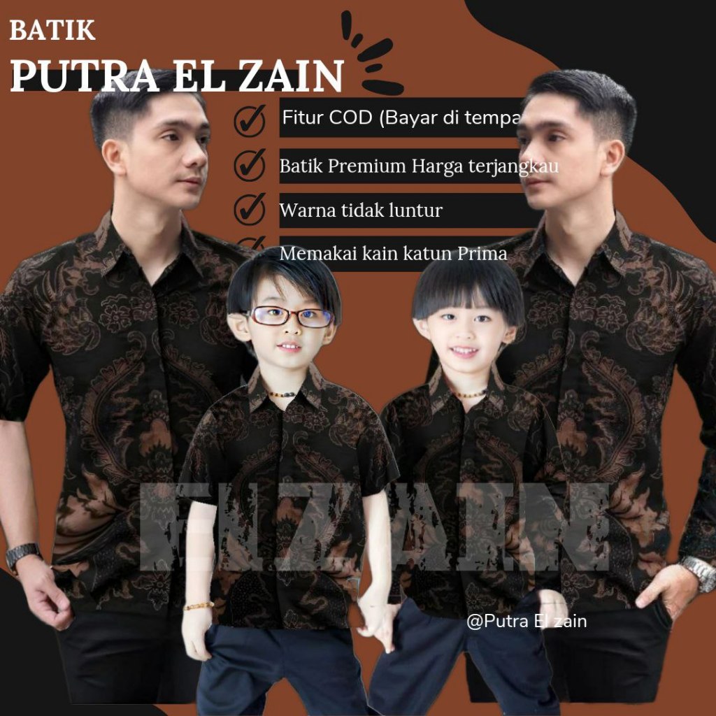 Jual TERBARU Couple sweet | BATIK PUTRA EL ZAIN | couple batik ayah dan anak cowok BATIK Coklat ...