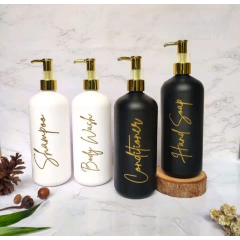 Jual BOTOL DOFF HITAM PUTIH 500ML GOLD PUMP GOLD LUXURY AESTHETIC ...