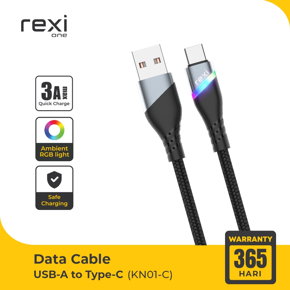 Jual rexione Kabel Data LED RGB Type-C 3A Quick Charge KN01-Cx | Shopee Indonesia