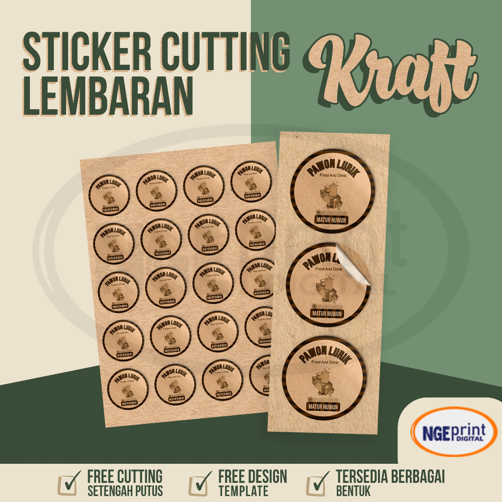 Jual STIKER KRAFT [FREE DESIGN & CUTTING] STIKER LOGO / LABEL KEMASAN ...