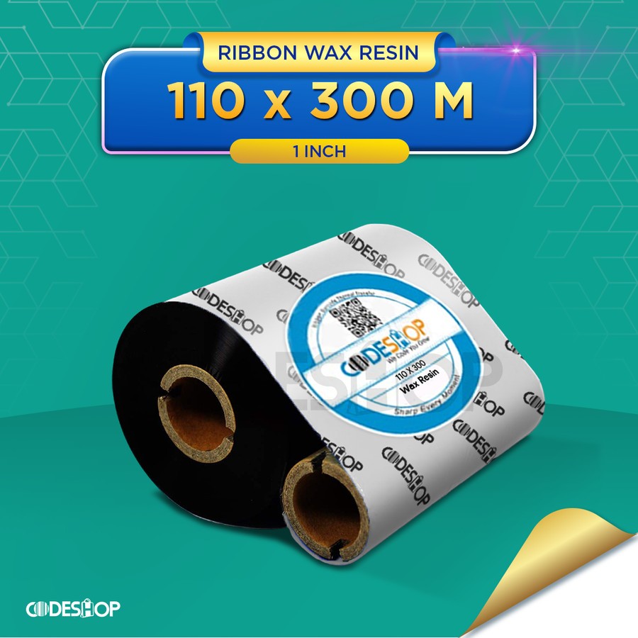 Jual Tinta Ribbon 110x300M Wax Resin Codeshop Label Semicoated Hitam ...