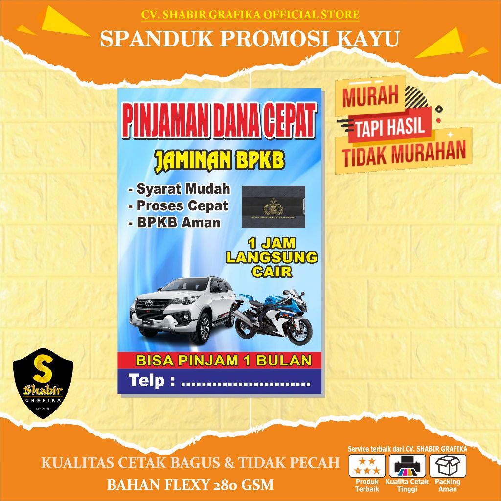 Jual SPANDUK PROMOSI GADAI, DANA CEPAT, KOPERASI DLL uk. 60x40cm ...
