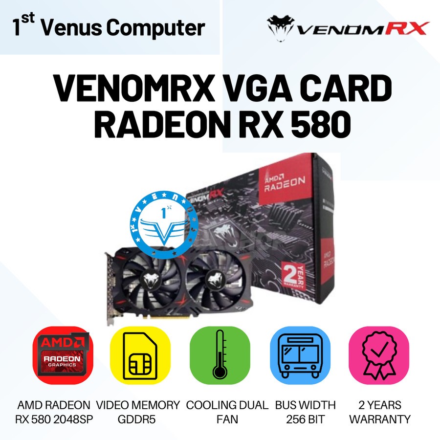 Jual VGA VENOM RADEON RX 580 8GB DDR5 256 BIT DUAL FAN RX580 / VGA05 ...