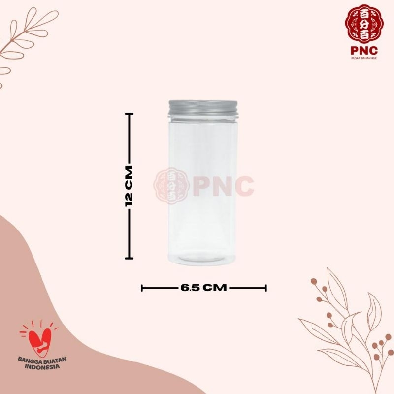 Jual Toples Tutup Silver/Jar Silinder Tutup Silver/Toples Tabung Bahan plastik/6,5x12/ 400ml ...