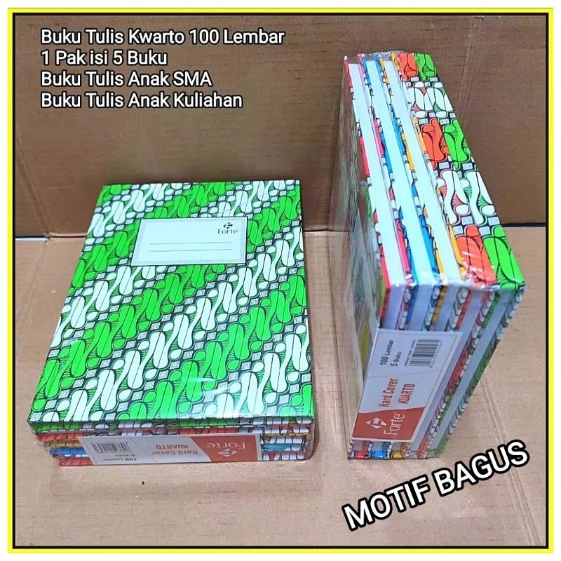 Jual 1 Pak Buku Tulis Kwarto 100 Lembar Isi 5 Pcs COVER TEBAL | Shopee ...