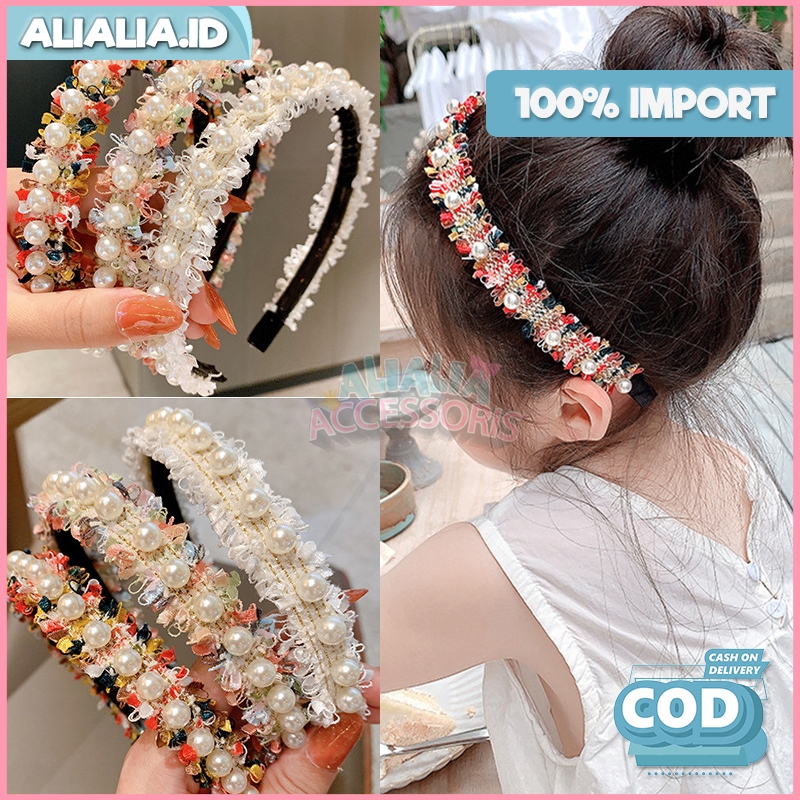 Jual Bando Korea Anak Perempuan Model Anyaman Kain Mutiara Pearl Hiasan ...