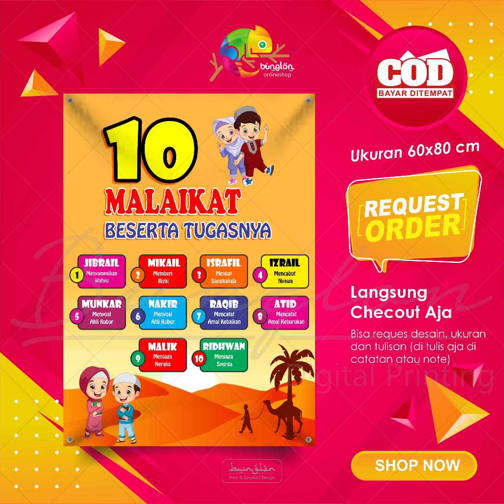 Jual Spanduk & Banner Rukun Iman, Rukun Islam, 10 Malaikat Model C ...