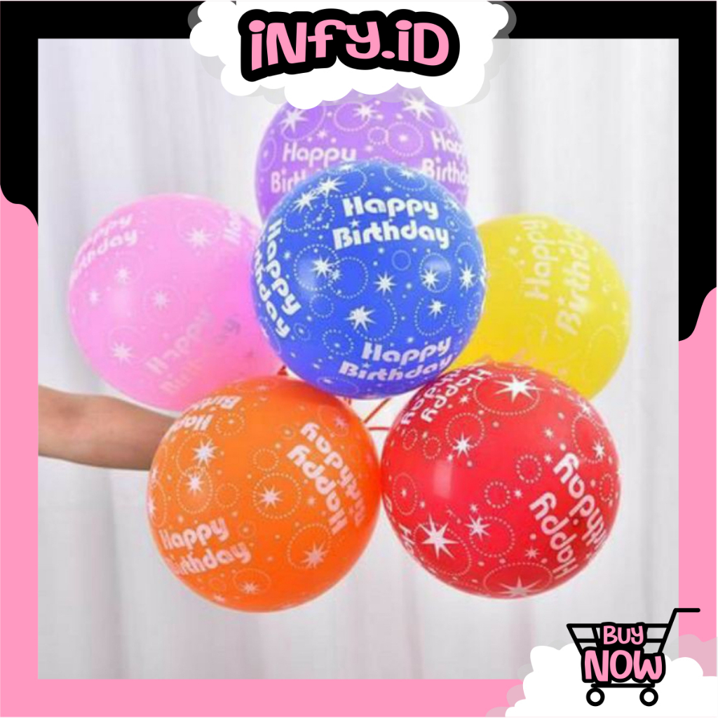 Jual INFY - Perlembar Isi 40 Balon Latex Motif Balon Ulang Tahun ...