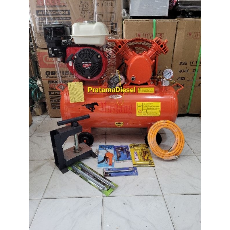 Jual Kompresor Angin 1/2HP MUSTANG+Mesin Penggerak HONDA GP160 Komplit Selang 10Meter+Pentil ...