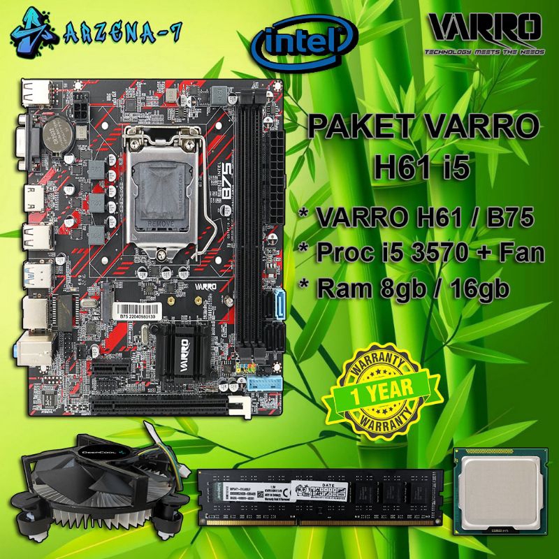 Jual Paket Core i5 Gen 3 Mobo H61 Varro // Proc I5 3570 // Ram 8Gb ...