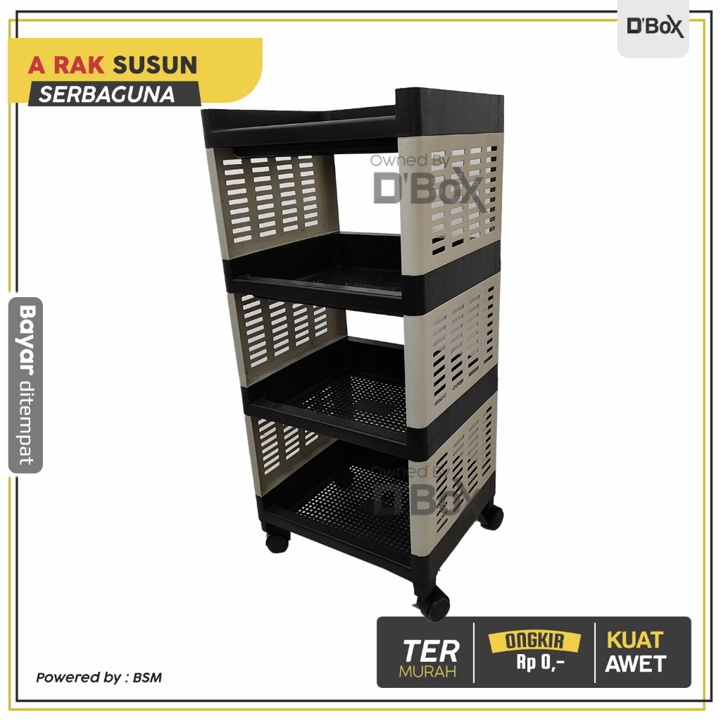 Jual BSM Rak Susun Serbaguna Plastik 4 Susun Murah Kuat dengan Roda ...