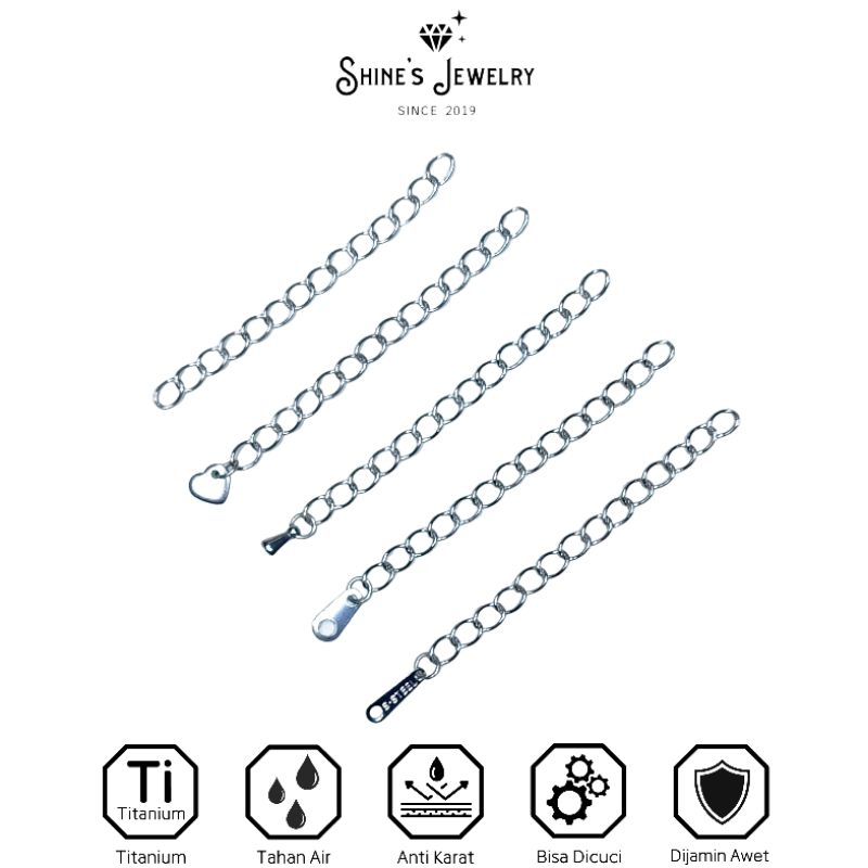 Jual DIY 1pc Rantai Sambung Extender Chain Titanium Silver | Shopee ...