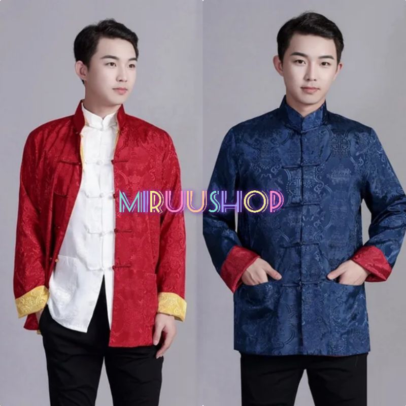 Jual Cheongsam qipao laki-laki pria bahan satin premium 2 ways bolak ...