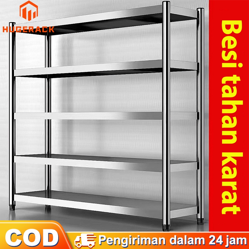 Jual Rak Dapur Stainless Steel Rak 5 susun Rak Penyimpanan Tempat ...