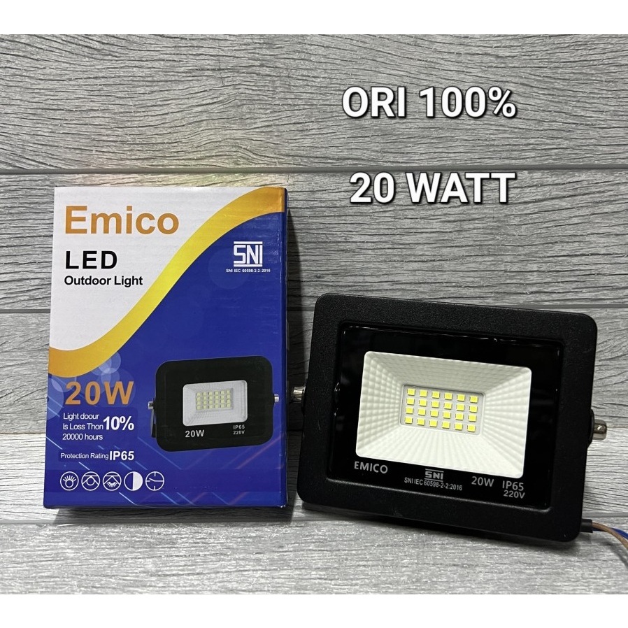Jual EMICO LAMPU SOROT LED 20W FLOOD LIGHT 20WATT WATERPROOF TEMBAK OUTDOOR | Shopee Indonesia