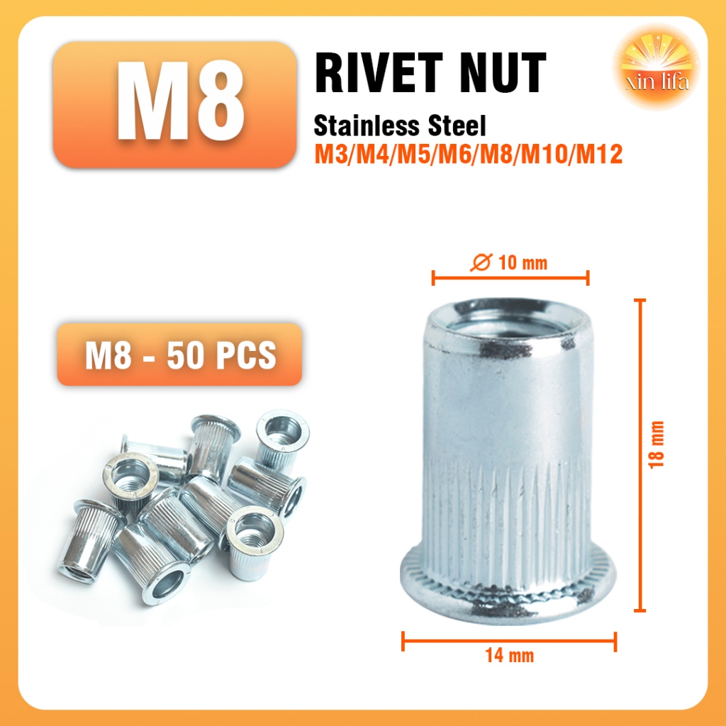 Jual rivet nut / rivnut / mur tanam furniture knockdown 50 pcs | Shopee Indonesia