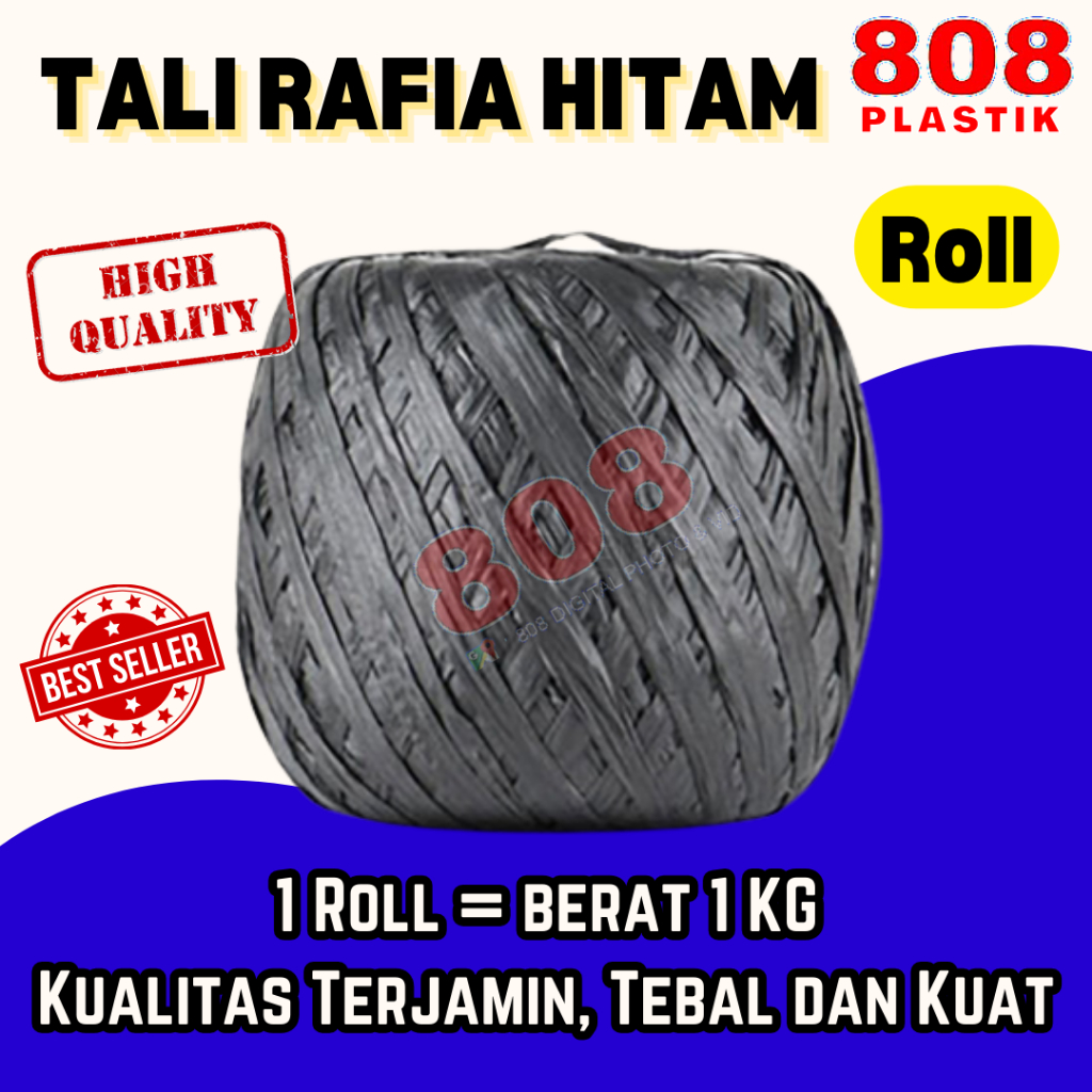 Jual Tali Rafia Hitam Tali Plastik Rapia Kuat Tebal Premium 1 Kg Per ...