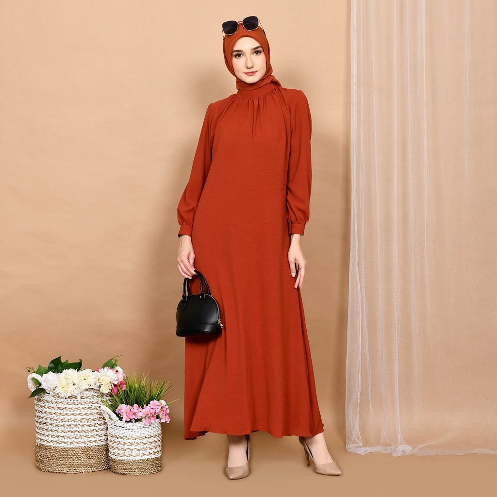 Jual Big Promo Syahmina - Gamis Wanita Arabella Dress Crinkle Kerah ...