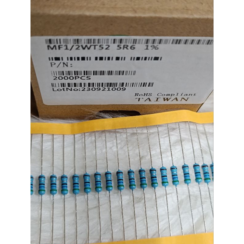 Jual 100 pcs resistor 1/2 watt 5R6 biru kaki TEMBAGA R 1/2 w 5R6 ...