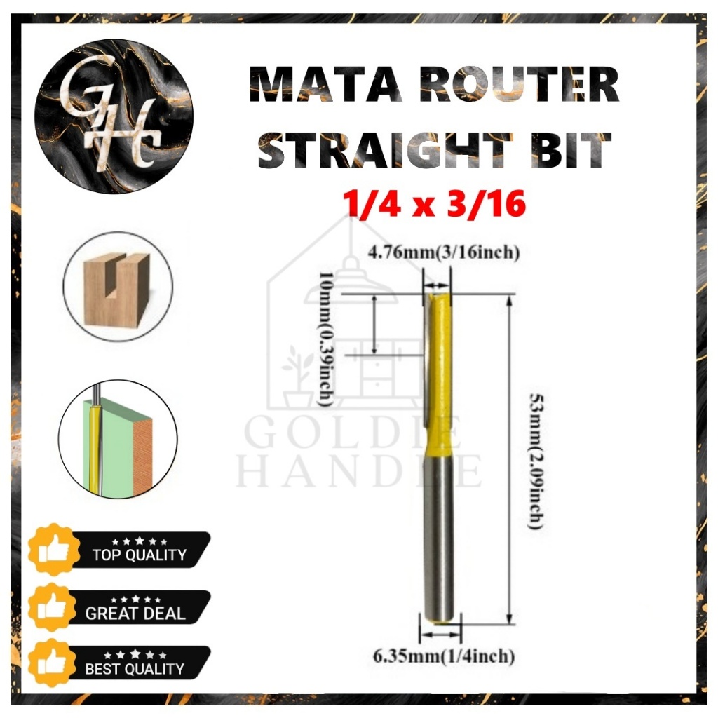 Jual Mata Router 3mm, 4mm,5mm, 6mm, 8mm, 10mm, 12mm x 1/4" Mata Router ...