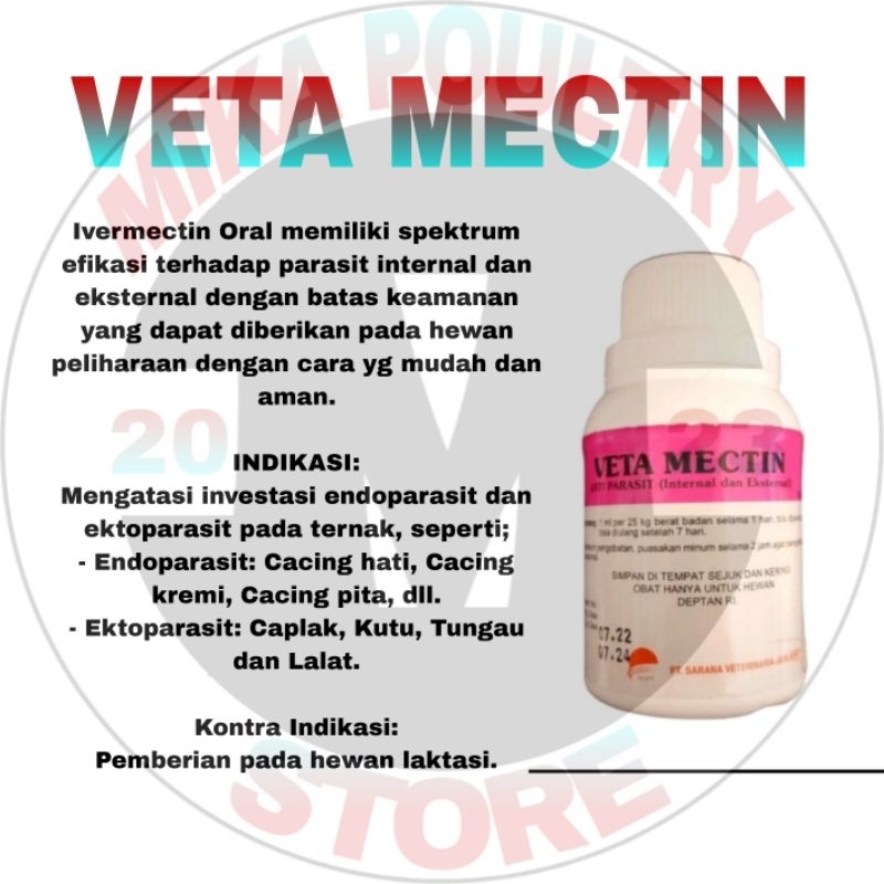 Jual Veta Mectin 100ml- Ivermectin Oral 10% 100 ml - Obat Parasit Oral ...