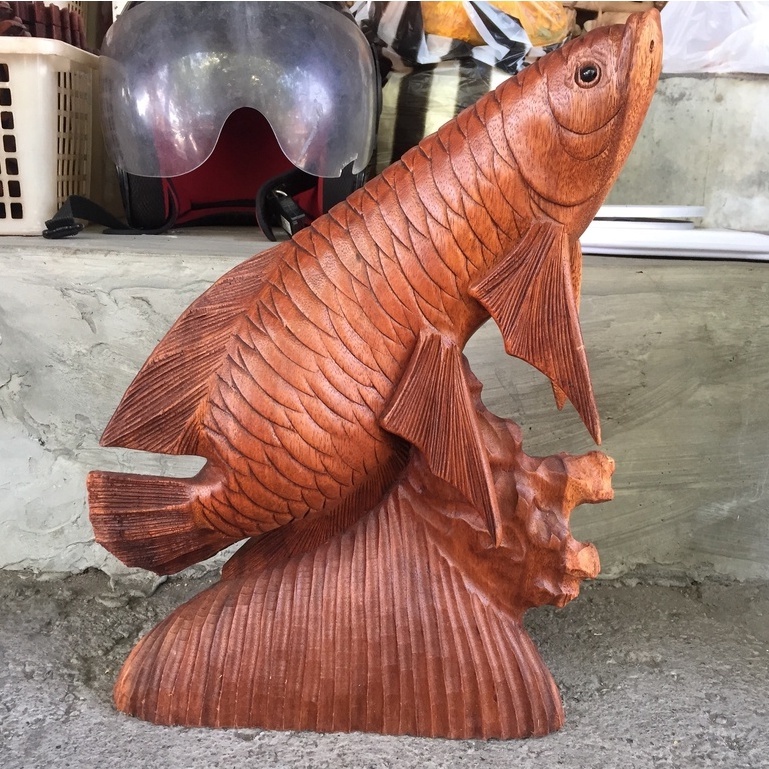 Jual Home Decor - Patung Kayu Asli Pahatan Bali Ikan Arwana Ukuran 41 ...