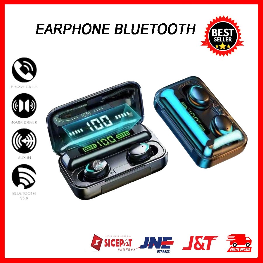 Jual Headset Bluetooth TWS F9-5 LED Smart Display with Powerbank | Shopee Indonesia