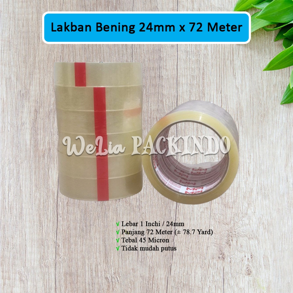 Jual Lakban Bening 1 Inchi 24mm x 72 Meter MPI / Isolasi Selotip Bening ...