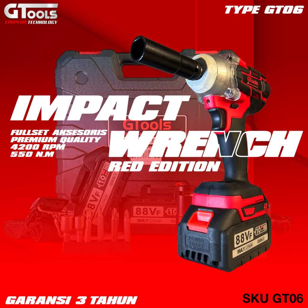 Jual impact wrench GTOOLS EROPA GT06 facelift 88v mesin pembuka baut ban roda truck mobil motor ...