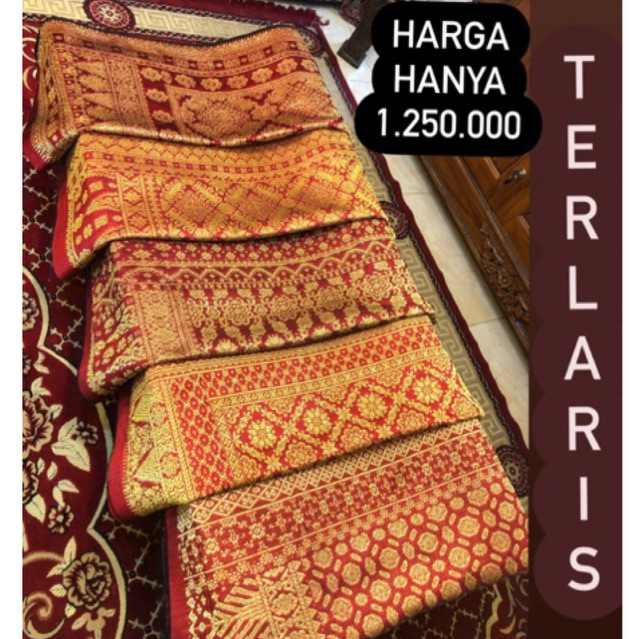Jual Songket Lepus Halus Glowing Merah /songket tenun asli palembang /ilham songket palembang ...