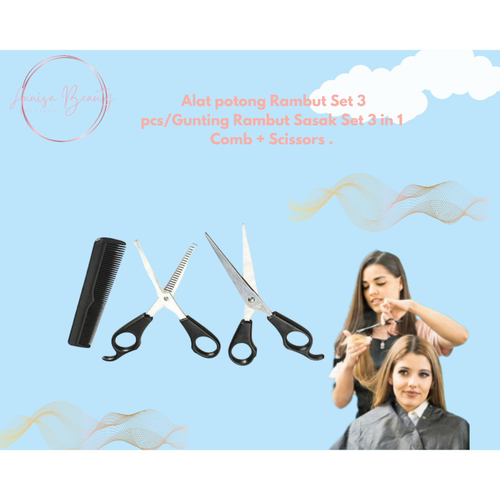 Jual [HARGA PROMO][READY STOCK] Alat potong Rambut Set 3 pcs/Gunting ...