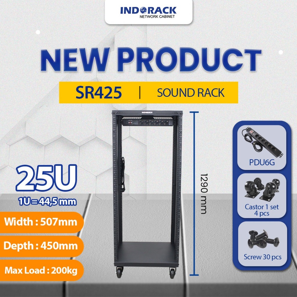Jual INDORACK Sound Rack SR425 INDORACK 25U Depth 450mm | Shopee Indonesia