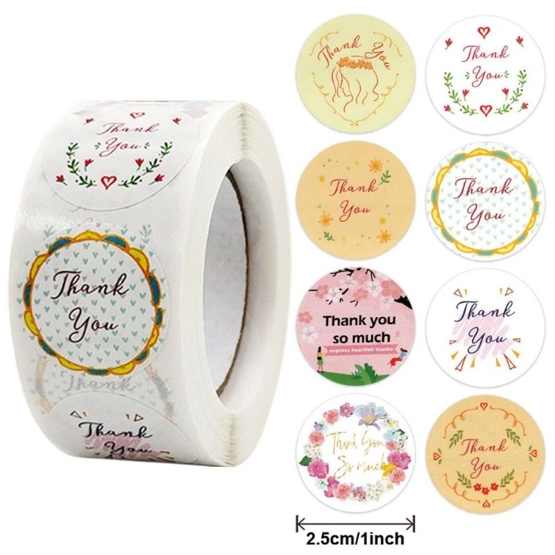 Jual 1 ROLL Stiker Label Thank You (500 Pcs) Sticker Ucapan Bulat ...