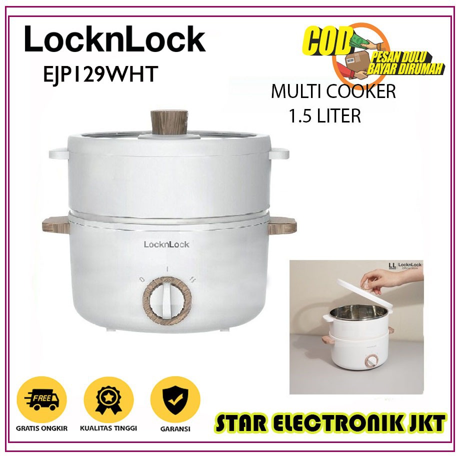 Jual LocknLock EJP129WHT Multi Cooking Electric 1,5 Liter | Shopee ...