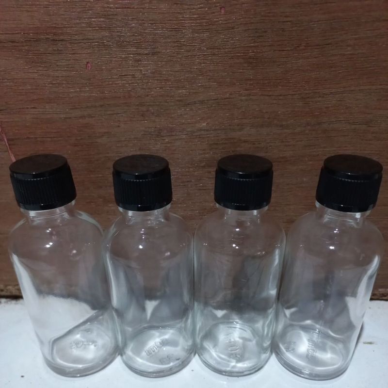 Jual botol kaca 50ml bening tutup ulir import hitam | Shopee Indonesia