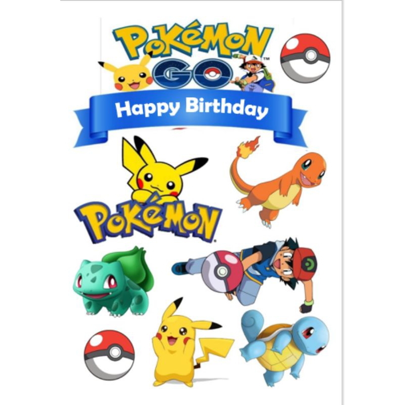 Jual TOPPER POKEMON Custom/Hiasan Kue ULTAH tema pokemon | Shopee Indonesia