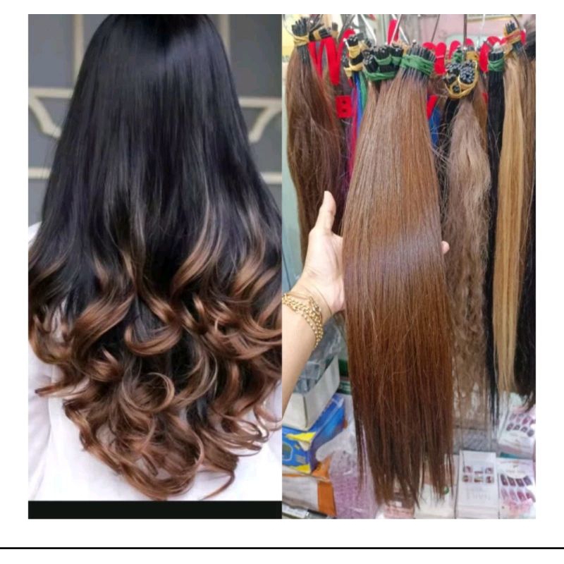 Jual rambut sambung extensions asli human hair full color60cm harga per ...