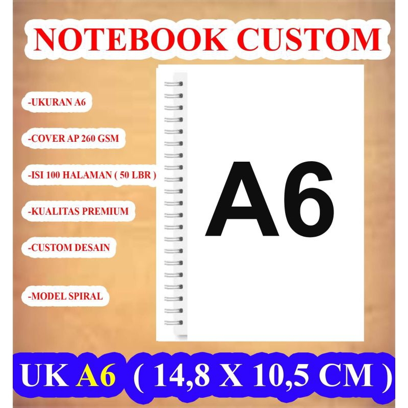 Jual notes custom Uk A6 spiral isi 50 lembar/100 halaman | Shopee Indonesia
