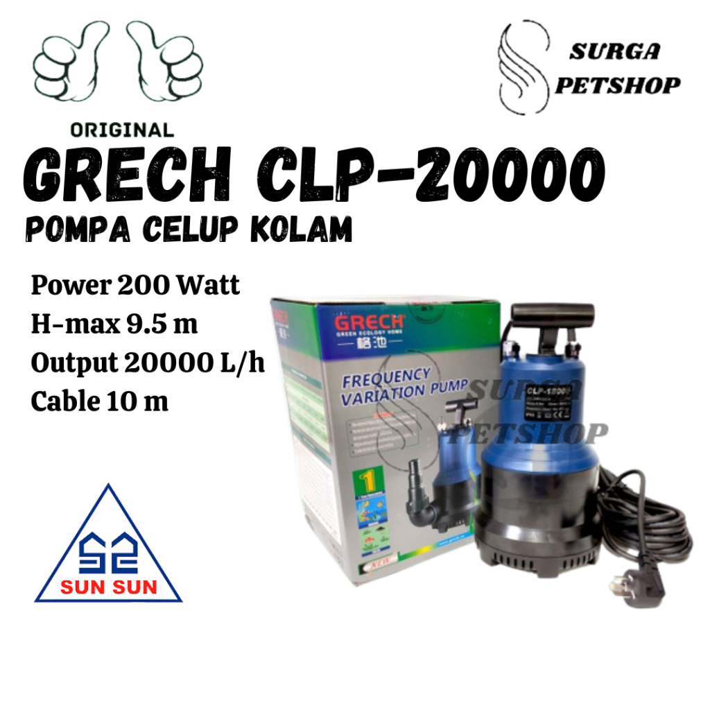 Jual SUNSUN GRECH CLP 20000 Pompa Air Celup Akuarium Kolam Ikan ...