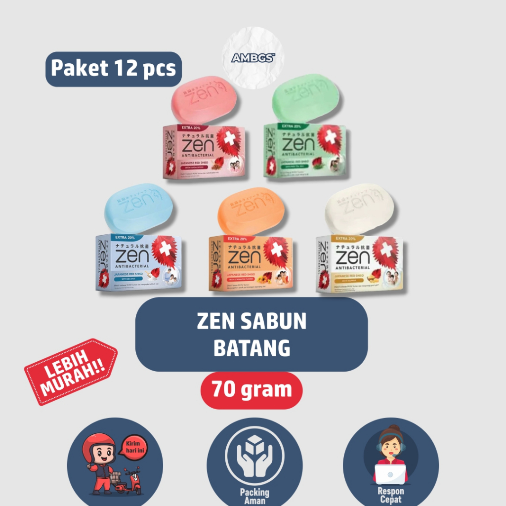 Jual PAKET 12 PCS !! LEBIH MURAH !! Zen Sabun Mandi Batang 70 gram ...
