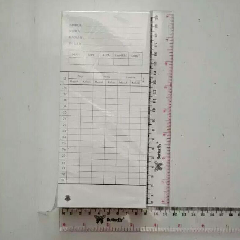 Jual Best.. KARTU ABSENSI MANUAL/KARTU ABSEN KARYAWAN (ISI 100 PCS) MNS ...