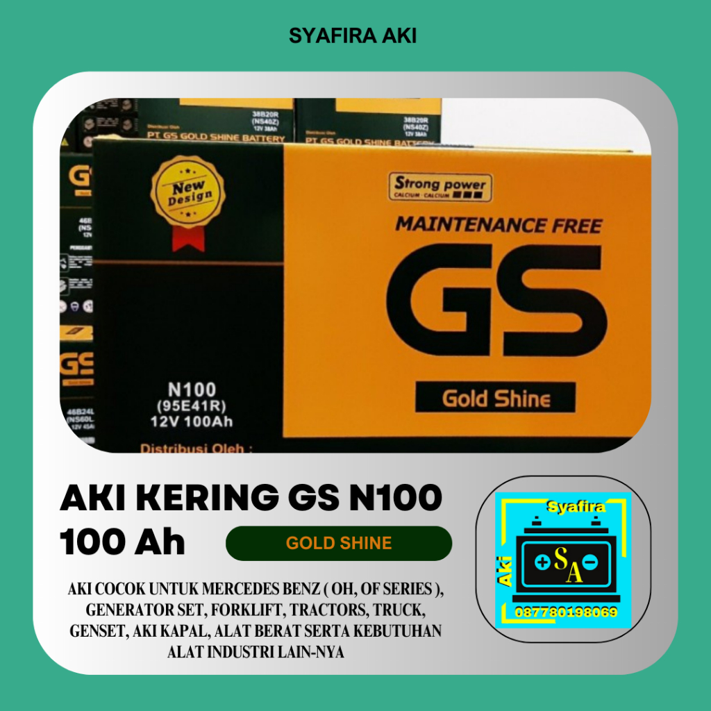 Jual AKI KERING GENSET, FORKLIFT GS MF N100/95E41R (100Ah) | Shopee Indonesia