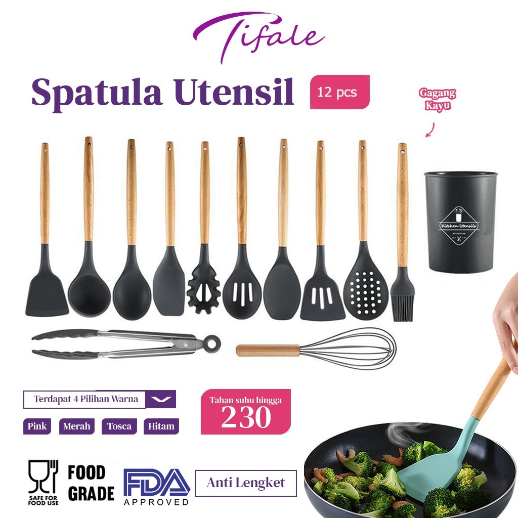 Jual Tifale Silicone Utensil 12 Pcs Spatula Peralatan Masak Sutil ...