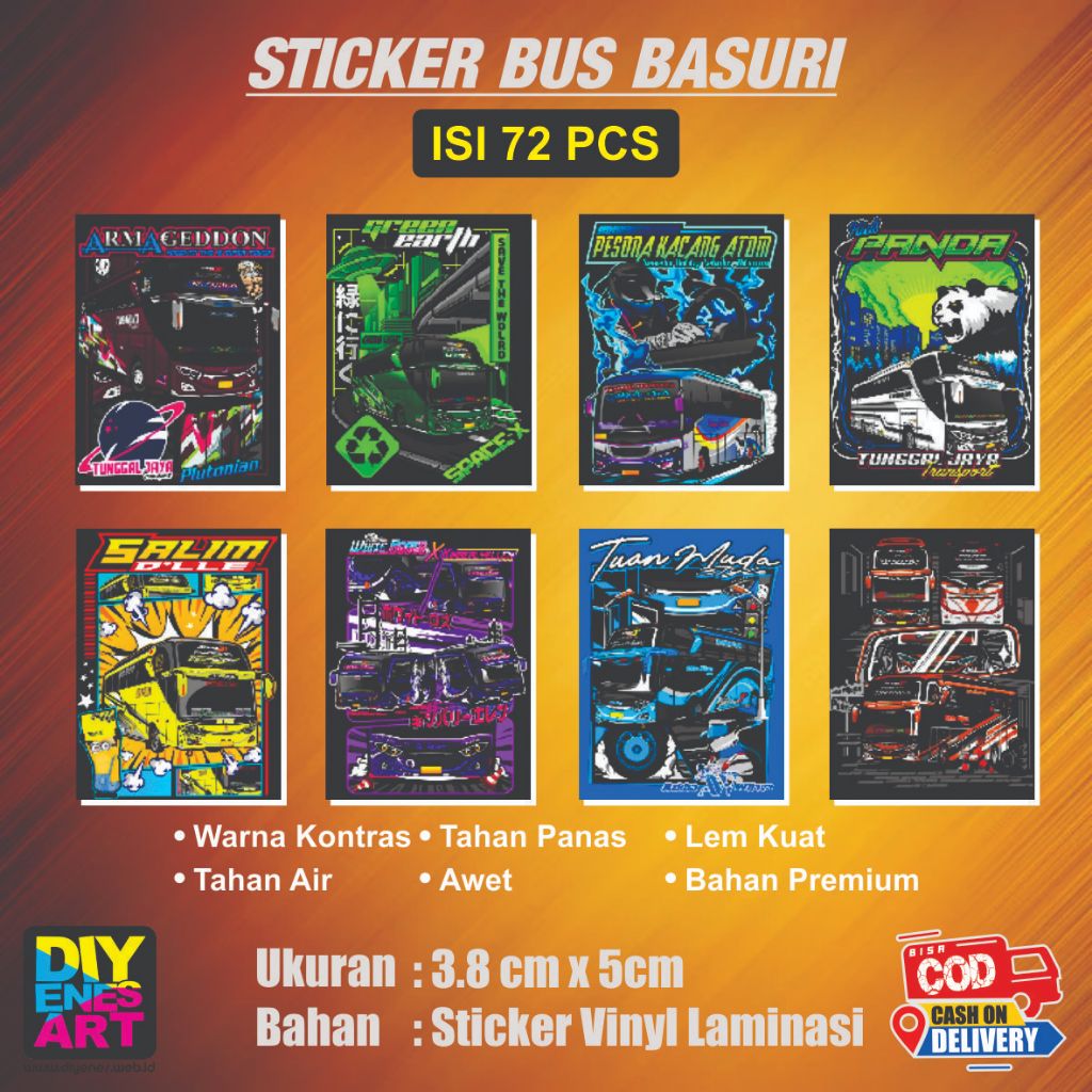 Jual VIRAL stiker bus basuri isi 72 stiker [ armagedon green earth kids ...