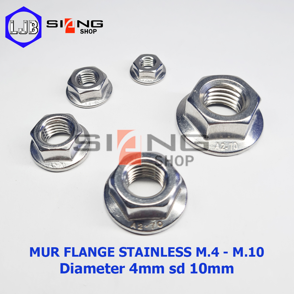 Jual Mur Flange Stainless 304 A2-70 M4 sd M10 | Shopee Indonesia