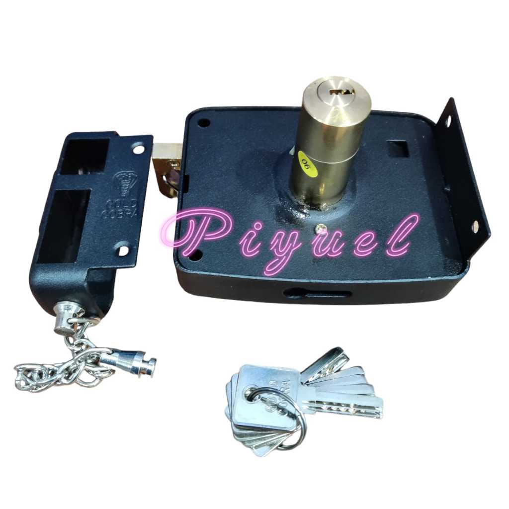 Jual Kunci pintu besi otomatis hitam, rim lock black cobra | Shopee ...